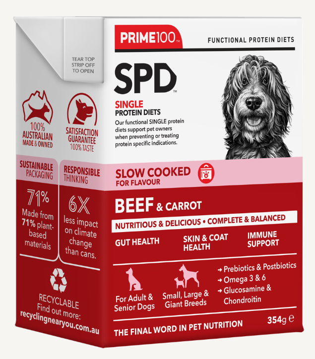 Prime 100 Spd Slow Cooked Beef & Carrot 354g – South West Pets